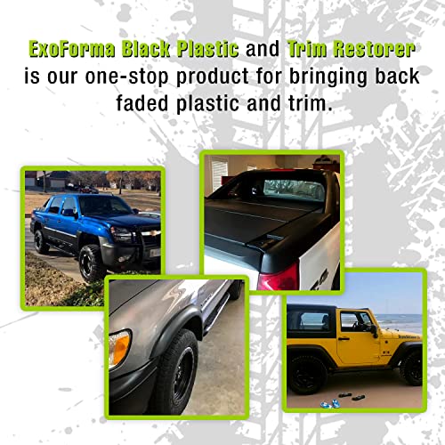 ExoForma Black Trim Restorer - Restores Factory Black to Plastic Trim - Protects Against UV Rays - Unique Dye-Infused Formula Lasts 6+ Months - Helps Conceal Scratches & Scuff Marks - Works in Seconds