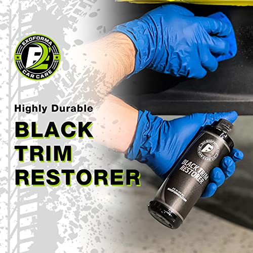 ExoForma Black Trim Restorer - Restores Factory Black to Plastic Trim - Protects Against UV Rays - Unique Dye-Infused Formula Lasts 6+ Months - Helps Conceal Scratches & Scuff Marks - Works in Seconds