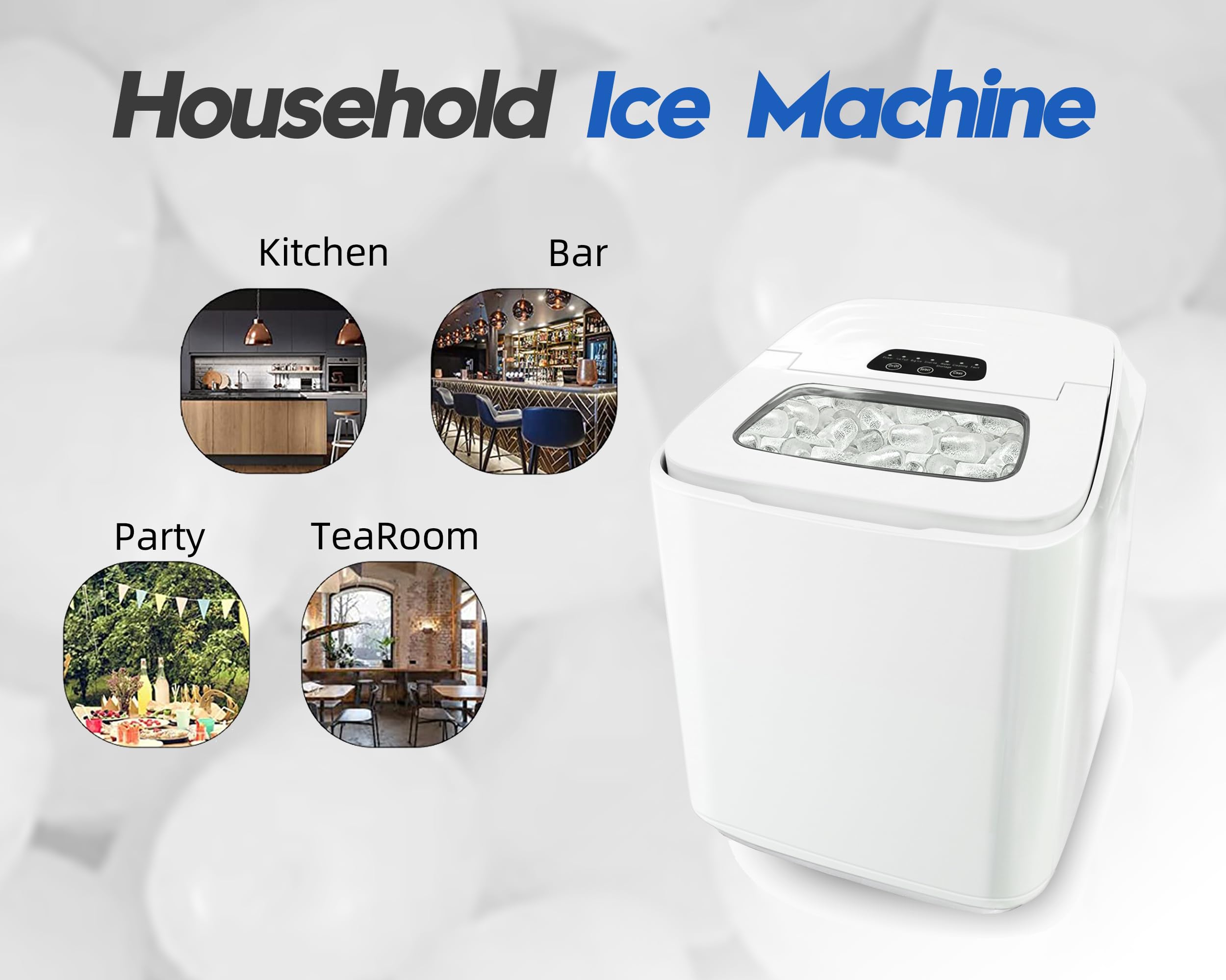 Countertop Ice Maker, 9 Cubes Ice Machine Ready in 6 Mins, 26Lbs/24H, Self-Cleaning Ice Machine with Ice Scoop and Baseket 3 Size of Bullet Ice Optional for Home Kitchen Office Bar Party