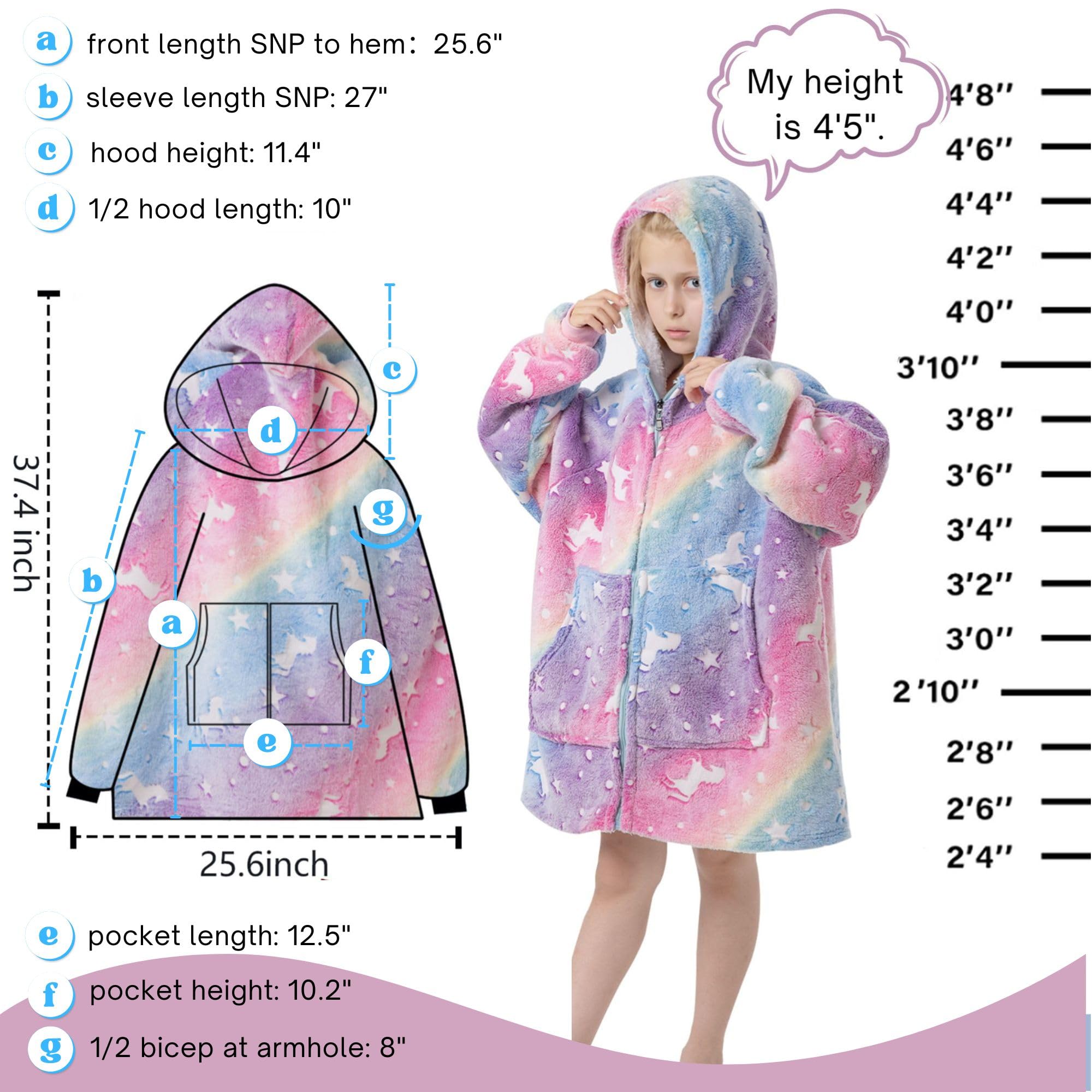 MeMoreCool Wearable Blanket Kids Blanket Hoodie, Hooded Blanket Kids Comfy Blanket Sweatshirt, Toddler Blanket with Hood