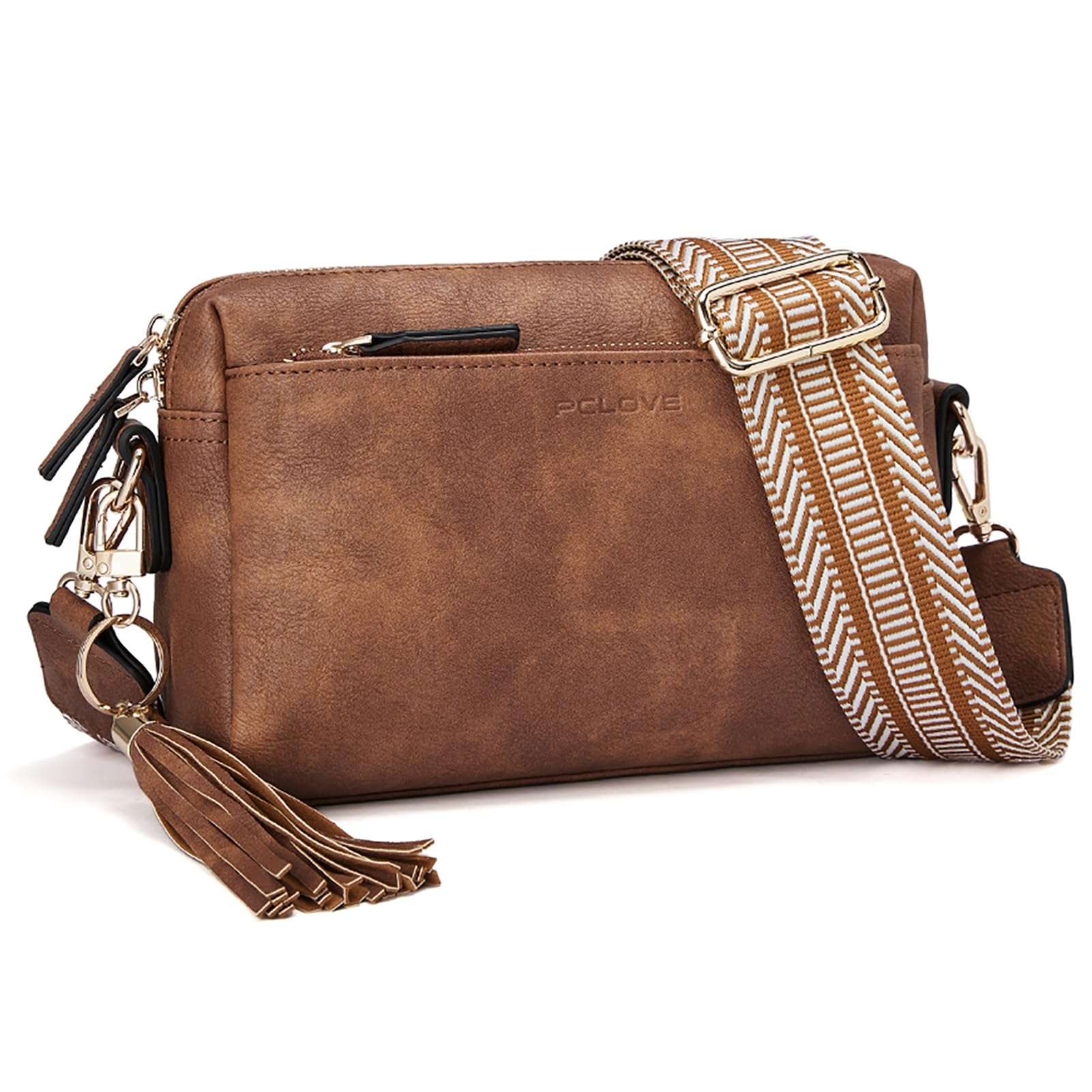 pclove Cross Body Bag Purse for Women Crossbody Purses Crossbody Bags for Women Trendy Vegan Leather Women's Crossbody Handbags Small Crossbody Purse Bag With Shoulder Strap for Travel, Brown