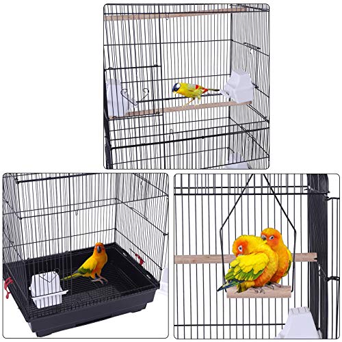 YJJT Bird House Pole Bird Cages for Parakeets - Black Bird Nest Aviary Habitat for Outside Hanging - Bird Bath for Cage Indoor Breeding Fun, Spacious Enough, Easy to Clean, Decor Metal Wall