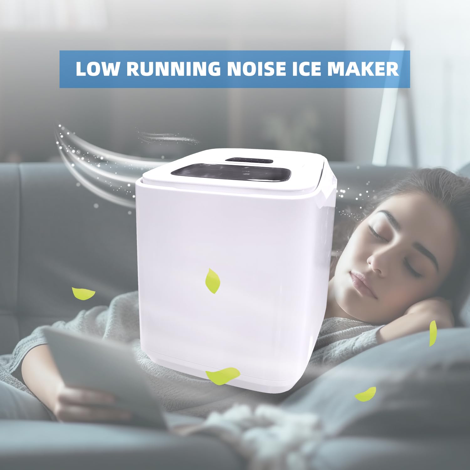 Countertop Ice Maker, 9 Cubes Ice Machine Ready in 6 Mins, 26Lbs/24H, Self-Cleaning Ice Machine with Ice Scoop and Baseket 3 Size of Bullet Ice Optional for Home Kitchen Office Bar Party