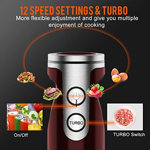 3- in-1 Immersion Hand blender, Powerful 1000W Stainless Steel Stick Blender, 4 Sharpe Blades with Whisk, Milk Frother Attachments