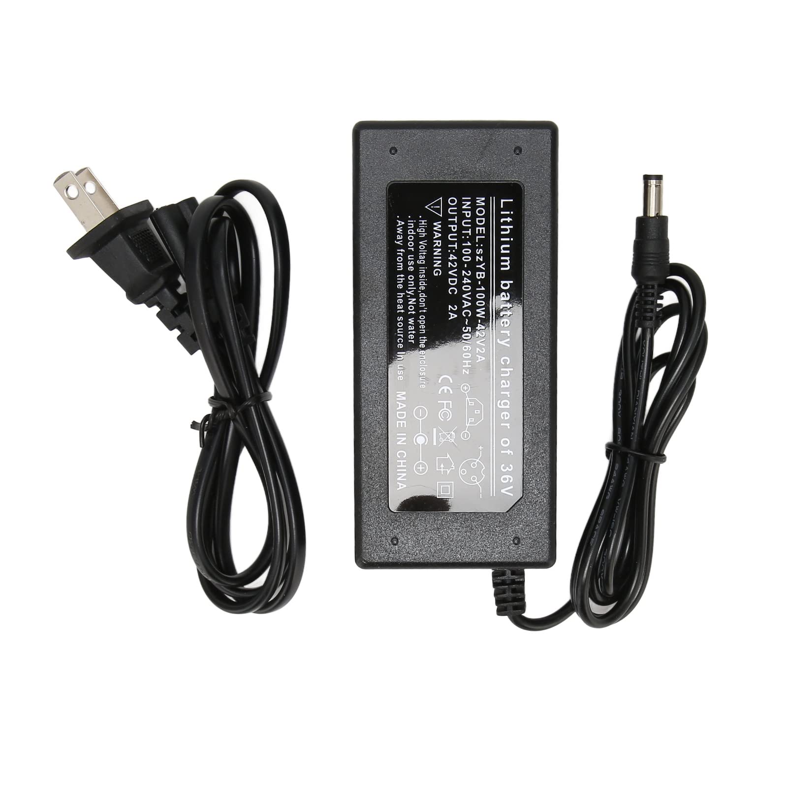 42V 2A Battery Charger, Universal Power Supply Adapter for 36V Lithium Battery, Electric Scooter Charger Battery Charger with 4 Adapter 100-240V