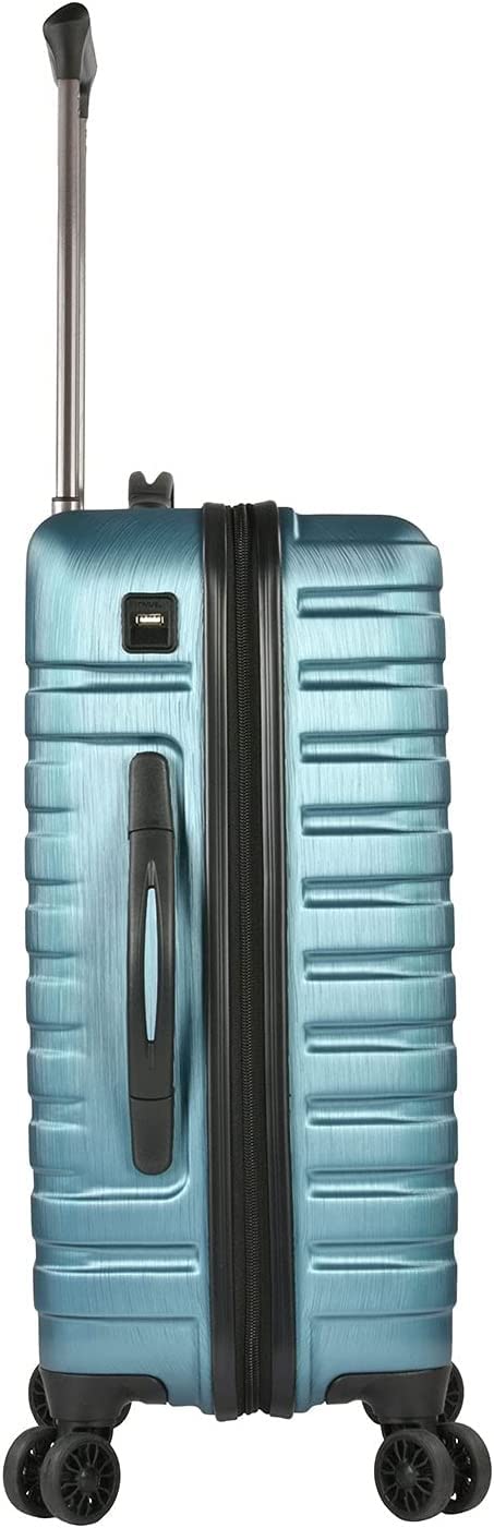 MACNAS Boren Polycarbonate Hardside Rugged Travel Suitcase Luggage with 8 Spinner Wheels, Aluminum Handle, Teal, Carry-on 22-Inch, USB Port