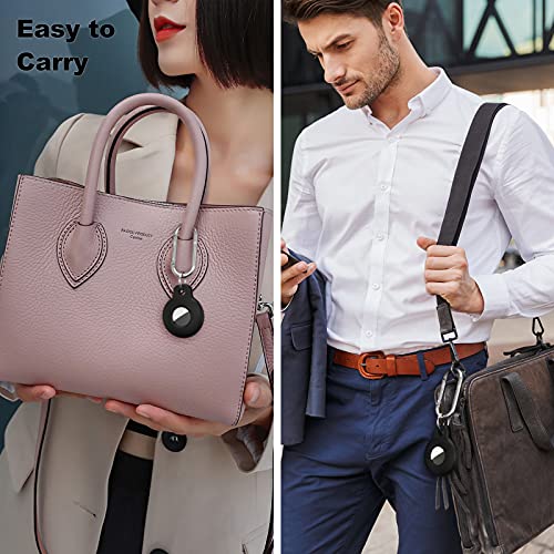 Koaichi Compatible with AirTag Case, Scratch-Resistant, Easy to Carry, Silicone Protective Cover with Carabiner - Black