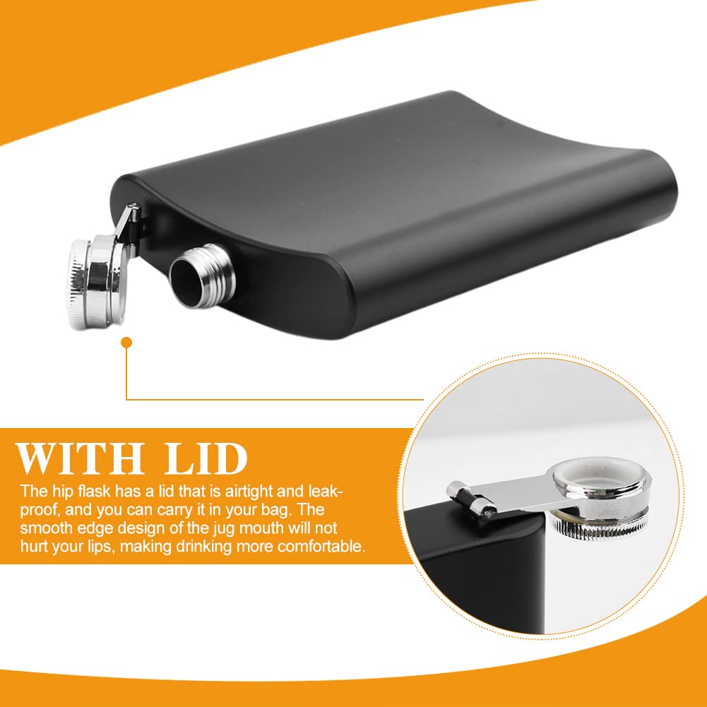 6pcs/set 8oz 12oz Party Camping Barbecue Stainless Steel Hip Flask With Funnel,Stainless Steel Shot Cup,for Men & Women(Black)