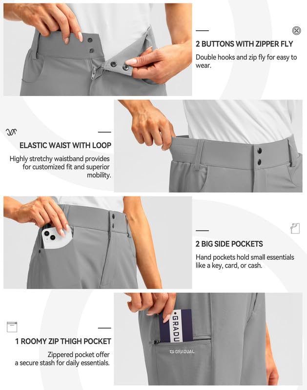 Women's Long Golf Hiking Shorts with Pockets 10" Quick Dry Lightweight Cargo Bermuda Shorts for Women Knee Length(Glacier Gray,XL)