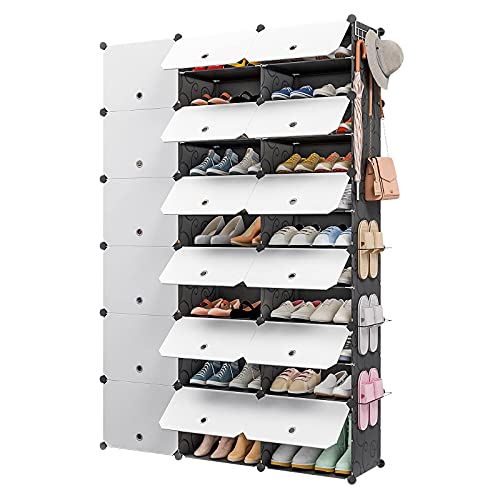 Aeitc 72 Pairs Shoe Rack Organizer Shoe Organizer Expandable Shoe Storage Cabinet Narrow Standing Stackable Space Saver Shoe Rack for Entryway, Hallway and Closet