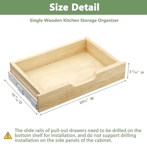 LOVMOR Soft Close Wood Pull Out Cabinet Organizer 10½” W x 10 ³/₁₀” D, Slide Out Cabinet Organizer with Full Extension Rail Slides Pull Out Drawer for Wall Cabinets and Pantry…