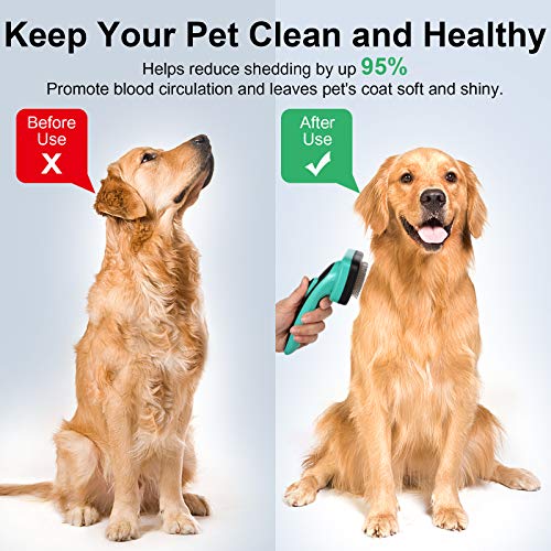 Self cleaning Slicker Brush, shedding and grooming tool for pets, remove loose hair, Fur, Undercoat, Mats, Tangled Hair, knots for large medium small sensitive long or short hair dogs, cats, rabbit