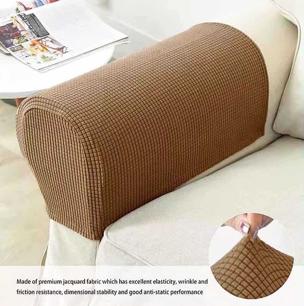 Lsmoosu Stretch Armrest Covers for Chairs and Sofas Couch Arm Covers for Sofa Spandex Jacquard Armrest Covers Anti-Slip Furniture Protector Washable Armchair Slipcovers for Recliner (Large,Pink)
