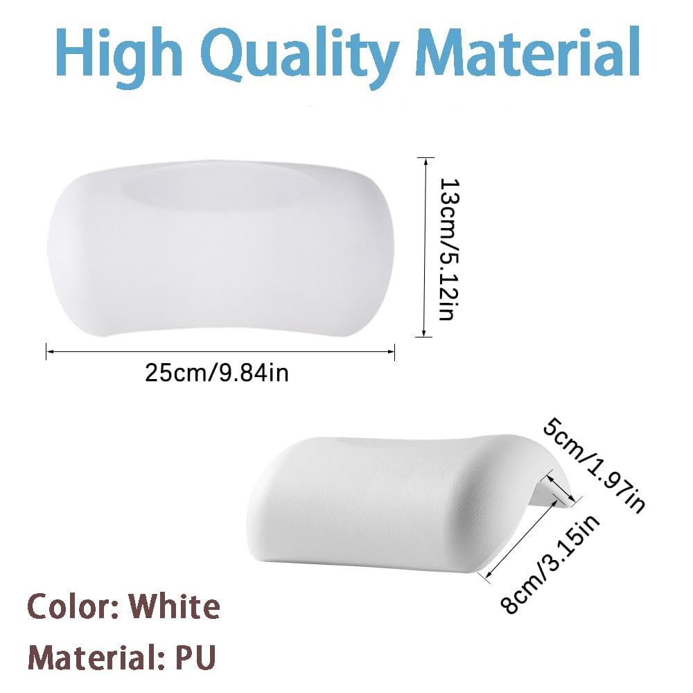Bath Pillow for tub, Waterproof Bath Pillows for tub Neck and Head Support, Comfortable Bath tub Pillow headrest for Soaking, Spa, Tub Pillow for Bath Accessories with Strong Non-Slip Suction Cups