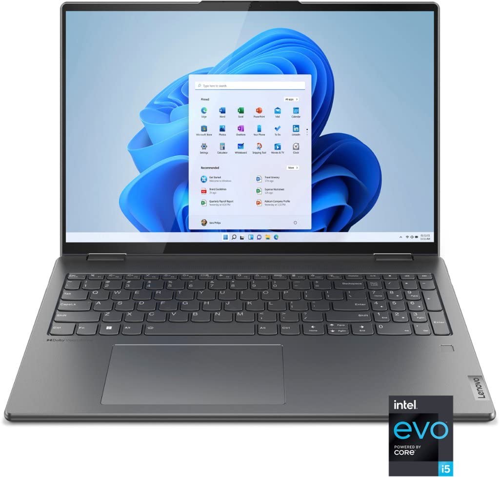 Lenovo 2022 Yoga 7i 16" 2.5K Touch 2-in-1 Laptop Intel Evo Platform Core i5-1240P, 8GB Memory, 2TB SSD, Backlit Keyboard, Fingerprint, Windows 11, Storm Grey, W/GaLiMu