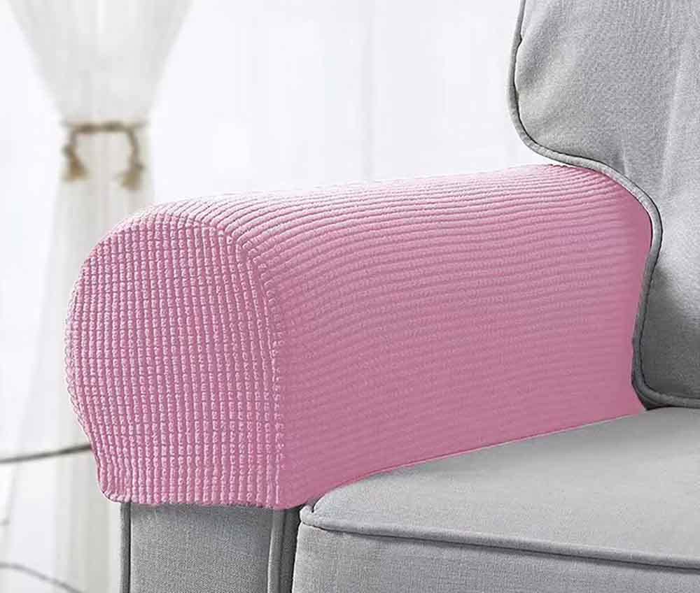 Lsmoosu Stretch Armrest Covers for Chairs and Sofas Couch Arm Covers for Sofa Spandex Jacquard Armrest Covers Anti-Slip Furniture Protector Washable Armchair Slipcovers for Recliner (Large,Pink)