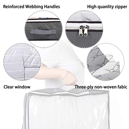 Vieshful 5 Pack 90L Clothes Storage Bags and 5 Pack 75L Underbed Containers,Large Capacity Clothing Organizers for Bedding Blanket Comforter Quilt
