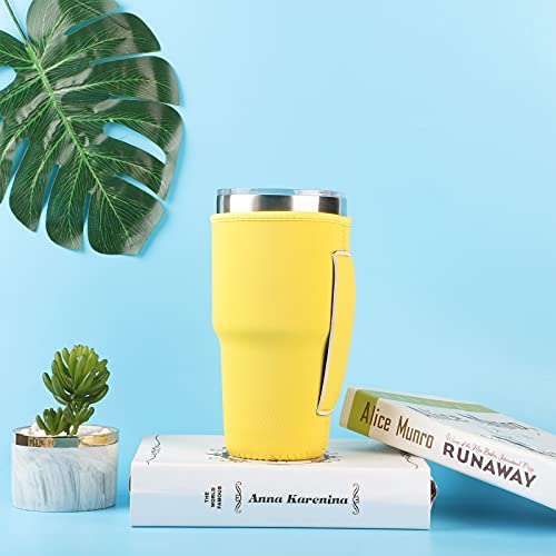 HaiMay 10 Pieces Reusable Iced Coffee Cup Sleeve Neoprene Insulated Sleeves Cup Cover Holder Tumbler Cup Drinks Sleeve Holder Idea for 30oz-32oz Cold Hot Beverages, Pure Colors Style