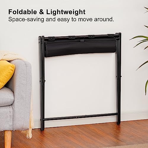 Yifeel Luggage Rack, Folding Suitcase Stand with Laundry Bag, Sturdy Luggage Holder, Steel Frame, Pack of 2, Guest Room, Bedroom, Hotel, Black JLR001B2