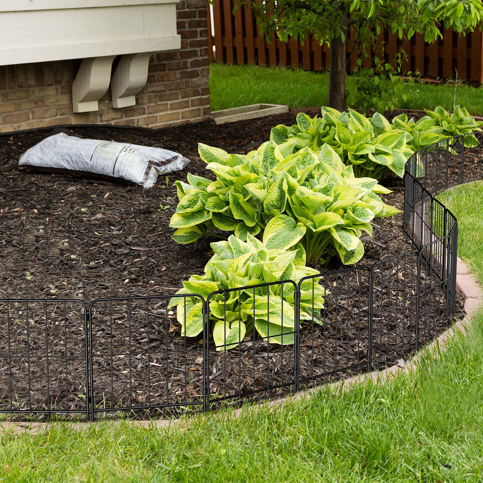 PINPON Small Decorative Garden Fence 10 Pack Animal Barrier Fence 10ft (L) x 16.5in (H) Rustproof Metal Wire Landscape Edging Border for Garden Yard Landscape Patio, Square