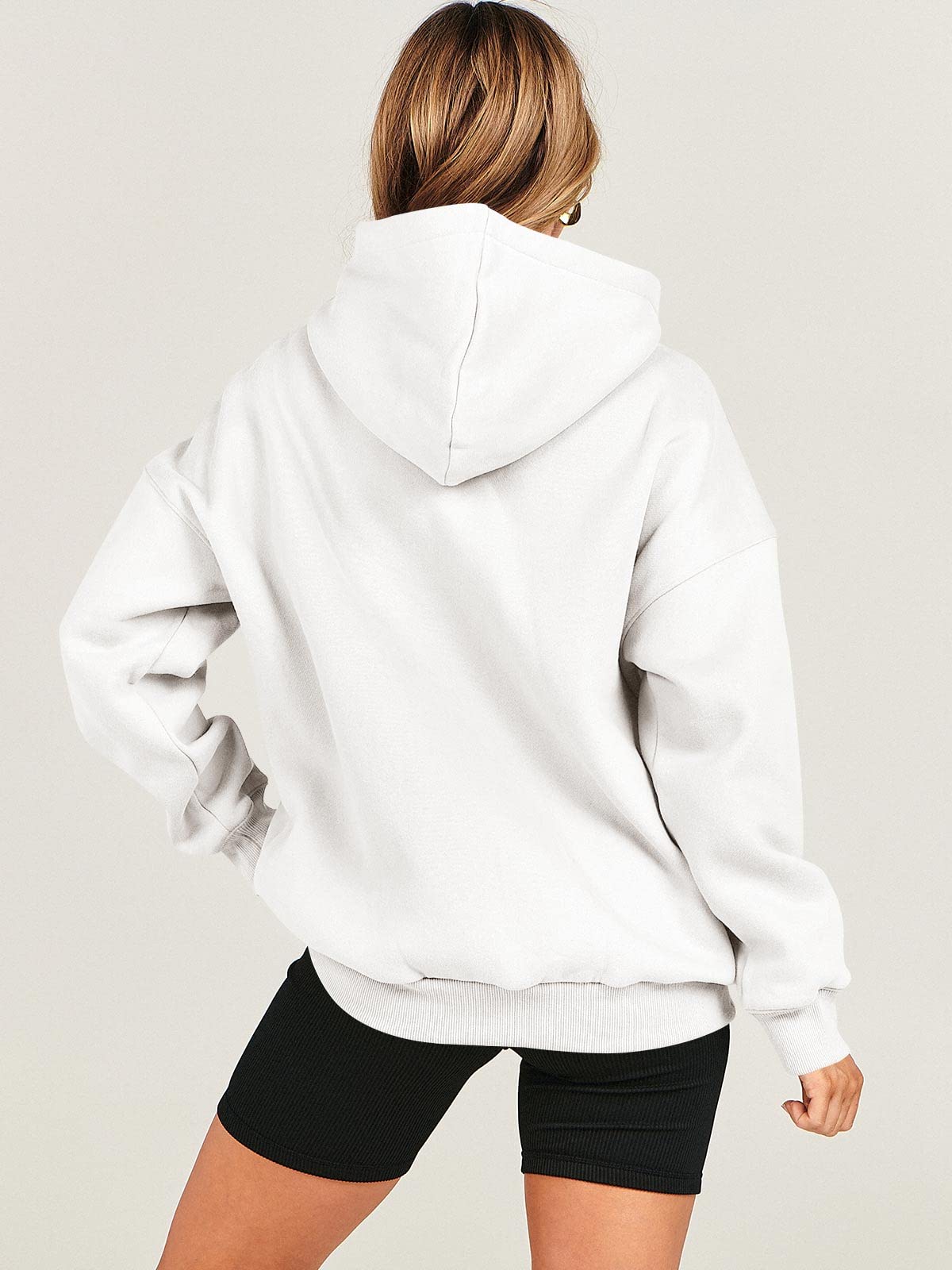 ANRABESS Women’s Fleece Oversized Hoodies Sweatshirt Solid Winter Pullover Hoodie Comfy Loose Fall Trendy Y2K Tops for Teens White A1023baise-M