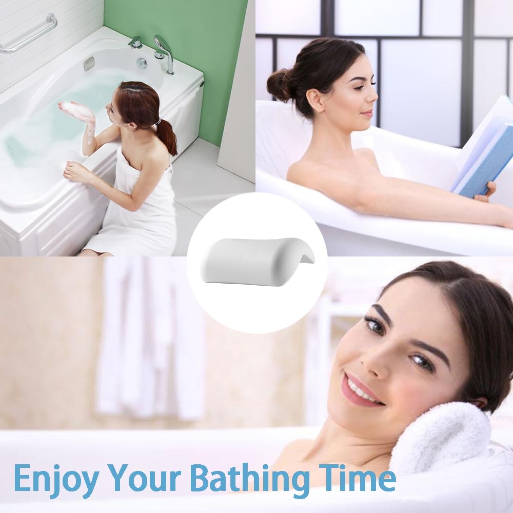 Bath Pillow for tub, Waterproof Bath Pillows for tub Neck and Head Support, Comfortable Bath tub Pillow headrest for Soaking, Spa, Tub Pillow for Bath Accessories with Strong Non-Slip Suction Cups