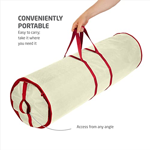 ZOBER Christmas Wrapping Paper Storage Bag - Fits 14 to 20 Standard Rolls Upto 40" Gift Wrap Round NW Storage Bag (Ivory)