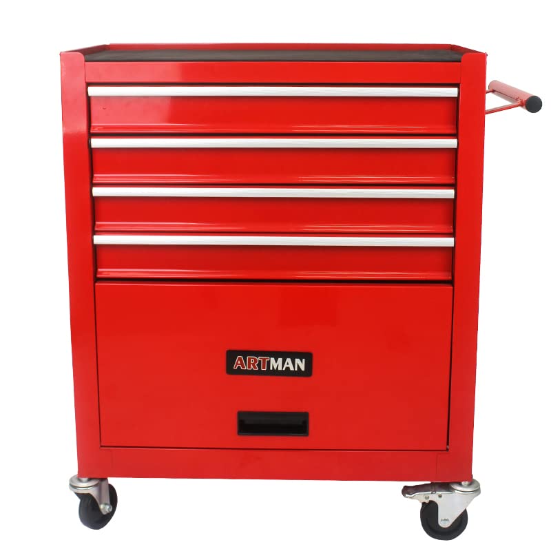 nifoti 4 Drawers Tool Cart on Wheels,Rolling Tool Box Tool Storage, Drawers Rolling Tool Box Organizer Tool Case for Garage, Warehouse, Workshop, Repair Shop (4 Drawers(Red))