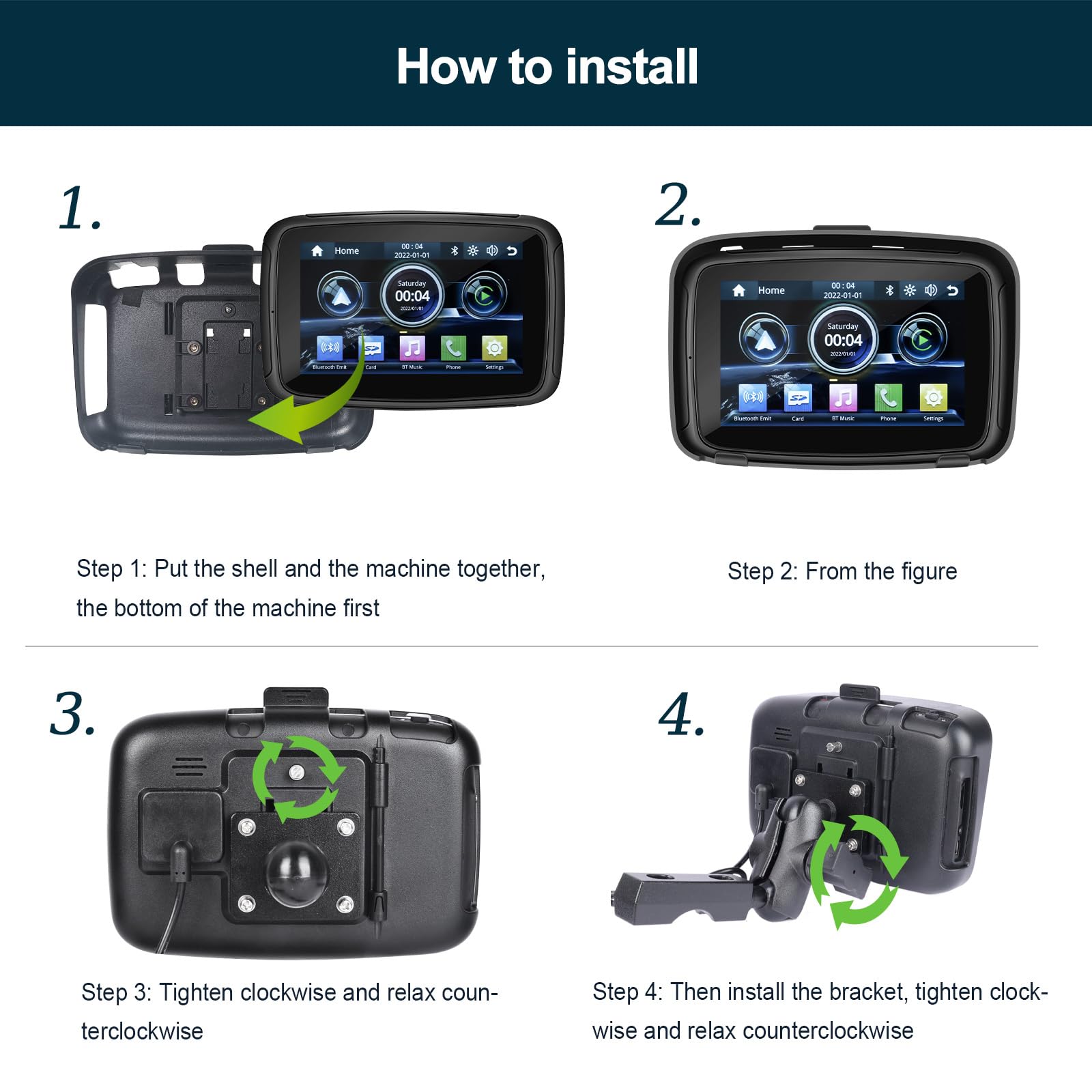 CAMECHO Portable Wireless Carplay Android Auto for Motorcycle, 5" IPS Touch Screen Portable Motorcycle Navigator IPX7 Waterproof, Dual Bluetooth, GPS Navigation for Most Motorbike, Siri