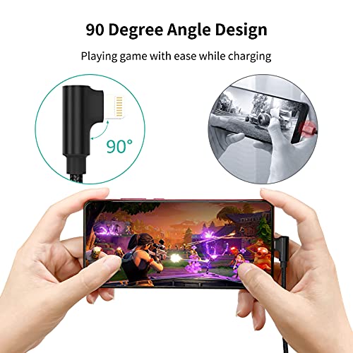 1ft Right Angle Lightning Cable Short, 3 Pack Braided Fast Charging USB to iPhone Charger Cord 90 Degree Compatible with Apple iPhone 13 12 11 Pro Max Xs Xr X 5 6 7 8 Plus SE, iPad Air/Mini