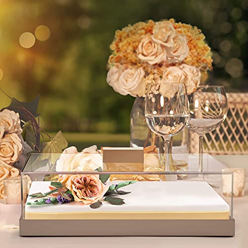 Elavain Acrylic Cake Stand | Multifunctional Serving Tray | Elegant Rose Gold Food Tray with Clear Lid | Perfect as a Cake Box and Serving Platter for Party, Home and Kitchen | Shatter Resistant