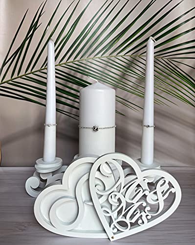 Magik Life Unity Candle Set for Wedding - Wedding Accessories for Reception and Ceremony - Candle Sets - 6 Inch Pillar and 2 10 Inch Tapers - Decorative Pillars White
