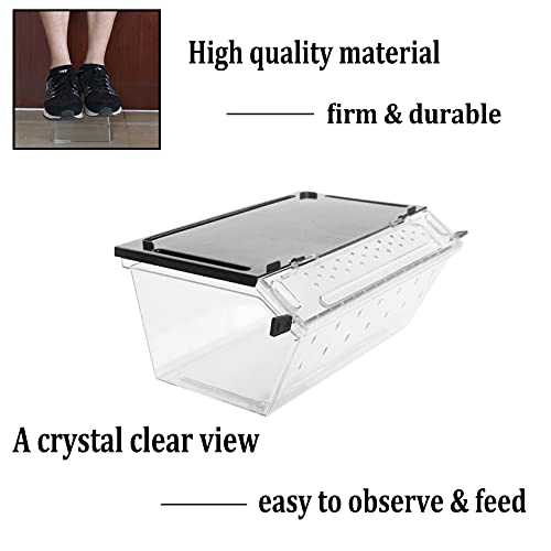 PINVNBY Reptile Feeding Box Transparent Snake Breeding Box Plastic Lizard Hatching Container Portable Gecko Habitat for Spiders Scorpions Frogs Tarantulas Turtles Hideout 9.4×4.1×3.9