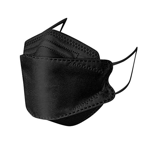 BAUS 100PCS Adult's Black KF94 Face_KF94_Mask, 4-Ply Filt?r Black KF94 Màsk for Adult,3D Design Shape Face Protection Covering with Elastic Earloop and Nose Clip,Comfortable and High Filtration andVentilation, BAUS-88KL, 100 Count (Pack of 1)
