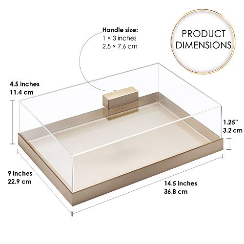 Elavain Acrylic Cake Stand | Multifunctional Serving Tray | Elegant Rose Gold Food Tray with Clear Lid | Perfect as a Cake Box and Serving Platter for Party, Home and Kitchen | Shatter Resistant