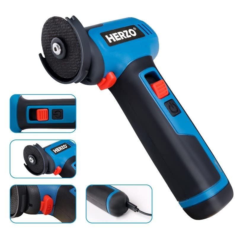 HERZO Cordless Mini Cutter (50mm), 7.2V Lithium Brushless Mini Angle Grinder for Cutting, Grinding,Polishing…