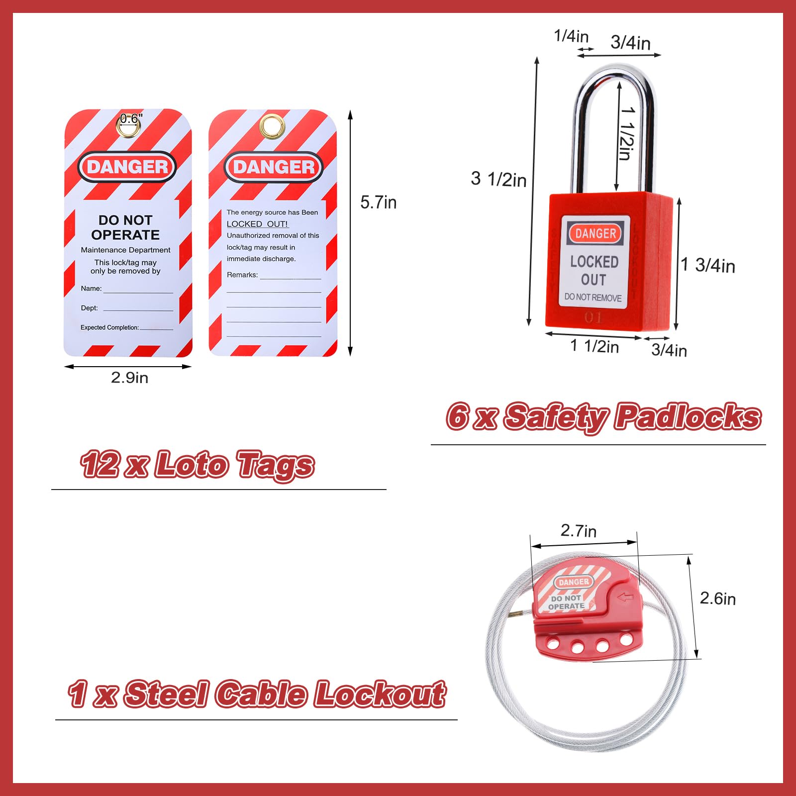 RealPlus Electrical Lockout Tagout Kit - Safety Padlocks, Gate Valve Lock, Ball Valve Lockout Device, Circuit Breaker Lockout, Hasp, Plug Lock, Cable Lockout, Loto Tags Set