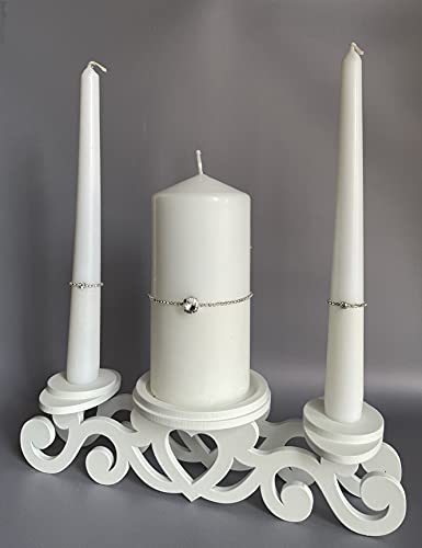 Magik Life Unity Candle Set for Wedding - Wedding Accessories for Reception and Ceremony - Candle Sets - 6 Inch Pillar and 2 10 Inch Tapers - Decorative Pillars White