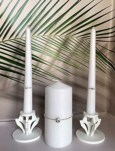 Magik Life Unity Candle Set for Wedding - Wedding Accessories for Reception and Ceremony - Candle Sets - 6 Inch Pillar and 2 10 Inch Tapers - Decorative Pillars White