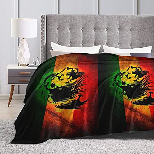 Throw Blanket Jamaican Lion Flag Ultra-Soft Micro Fleece Blanket for Couch Sofa Bed Living Room 60"X50"