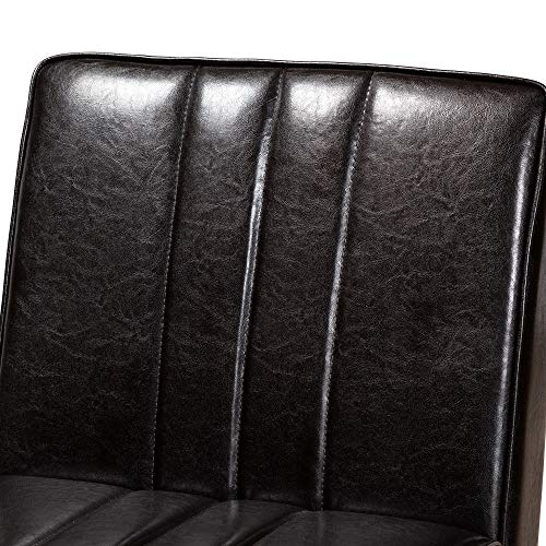 Baxton Studio Daymond Mid-Century Modern Dark Brown Faux Leather Upholstered and Walnut Brown Finished Wood Dining Chair