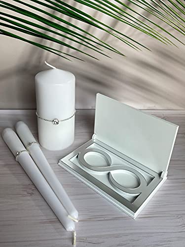 Magik Life Unity Candle Set for Wedding - Wedding Accessories for Reception and Ceremony - Candle Sets - 6 Inch Pillar and 2 10 Inch Tapers - Decorative Pillars White