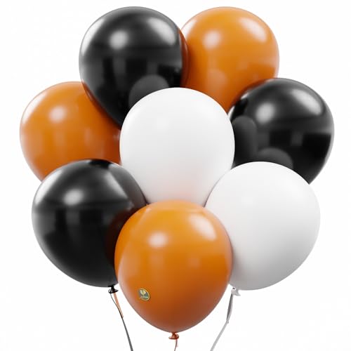 AFTERLOON® Biodegradable Mini Balloons 144 pcs Black/Orange/White 5 Inch, Matte Color Thickened Extra Strong Latex Helium Float, for Baby Shower Gender Reveal Arch Wedding Birthday Party Decorations
