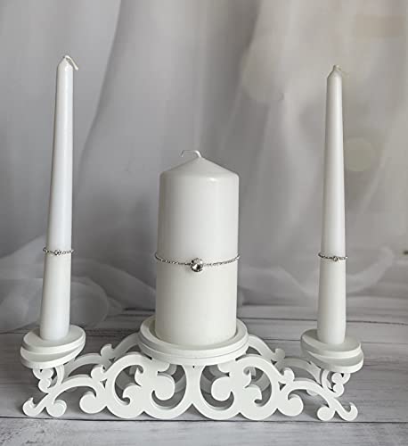 Magik Life Unity Candle Set for Wedding - Wedding Accessories for Reception and Ceremony - Candle Sets - 6 Inch Pillar and 2 10 Inch Tapers - Decorative Pillars White