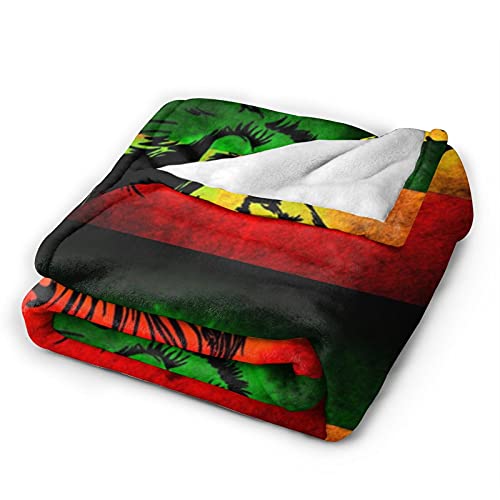 Throw Blanket Jamaican Lion Flag Ultra-Soft Micro Fleece Blanket for Couch Sofa Bed Living Room 60"X50"