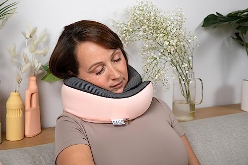 NECK DONUT - Neck Pillows for Travel - Airplane Pillow – Memory Foam for Kids & Adults – Travel Neck Pillow & Airplane Travel Essentials for Sleeping Support On Flight Or Car (Pink)