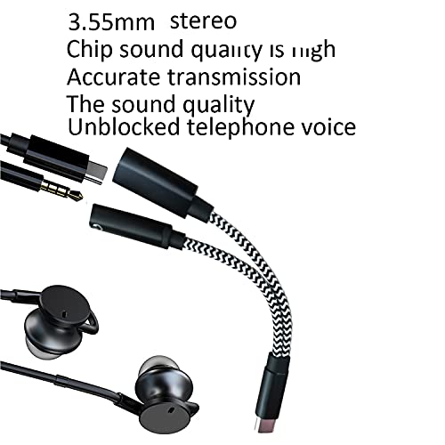 HLDInie USB c to 3.5 Headphone and Charger Adapter Type c Splitter 2-in-1 Aux Audio Jack high Resolution DAC and Fast Charging dongle Cable(Black)