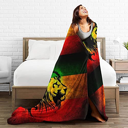 Throw Blanket Jamaican Lion Flag Ultra-Soft Micro Fleece Blanket for Couch Sofa Bed Living Room 60"X50"