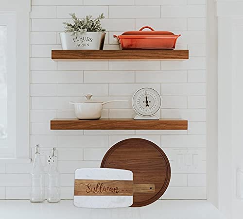 Cheese Board, Personalized Wood Marble Cutting Board, Housewarming, Bridal Shower Gift (Rectangular Wood & Marble Stripe)
