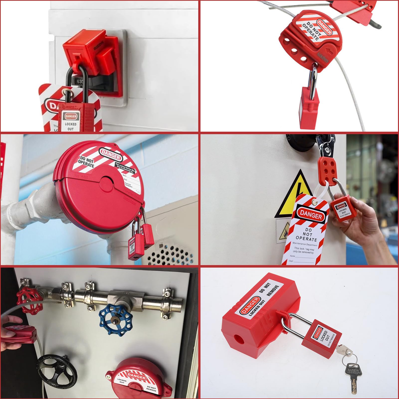 RealPlus Electrical Lockout Tagout Kit - Safety Padlocks, Gate Valve Lock, Ball Valve Lockout Device, Circuit Breaker Lockout, Hasp, Plug Lock, Cable Lockout, Loto Tags Set